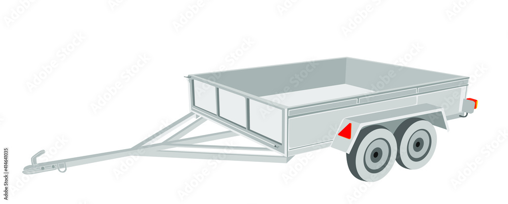 Open car trailer vector illustration isolated on white background ...
