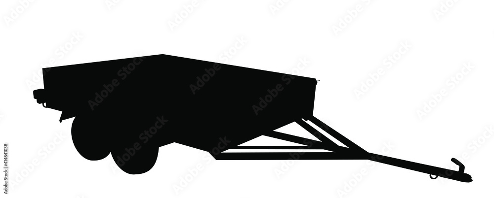Open car trailer vector silhouette illustration isolated on white ...