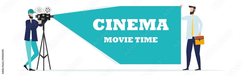 Movie time concept. Template for cinema poster. banner. Illustration of ...