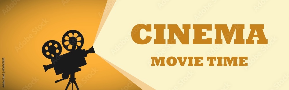 Movie time concept. Template for cinema poster. banner. Illustration of ...