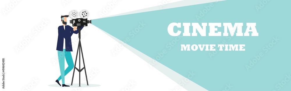 Movie time concept. Template for cinema poster. banner. Illustration of ...