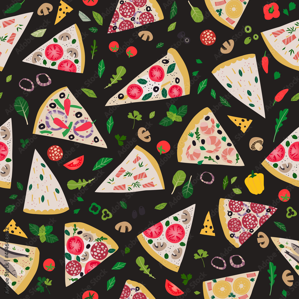 Collection of various pizza slices, clip art vector illustration Stock ...