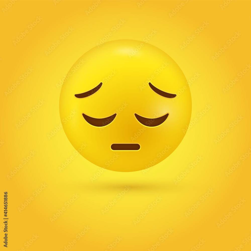 Pensive sad emoji face or 3d disappointed emoticon - Pensive sad emoji ...