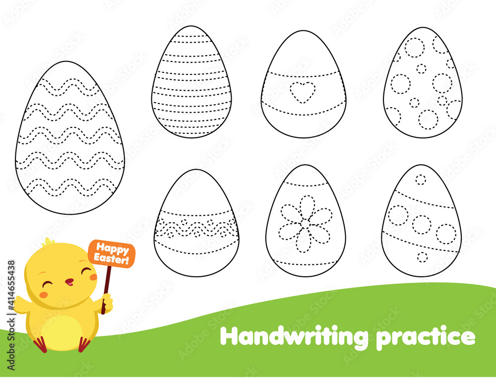 Handwriting practice sheet. Educational children game. Preschool ...
