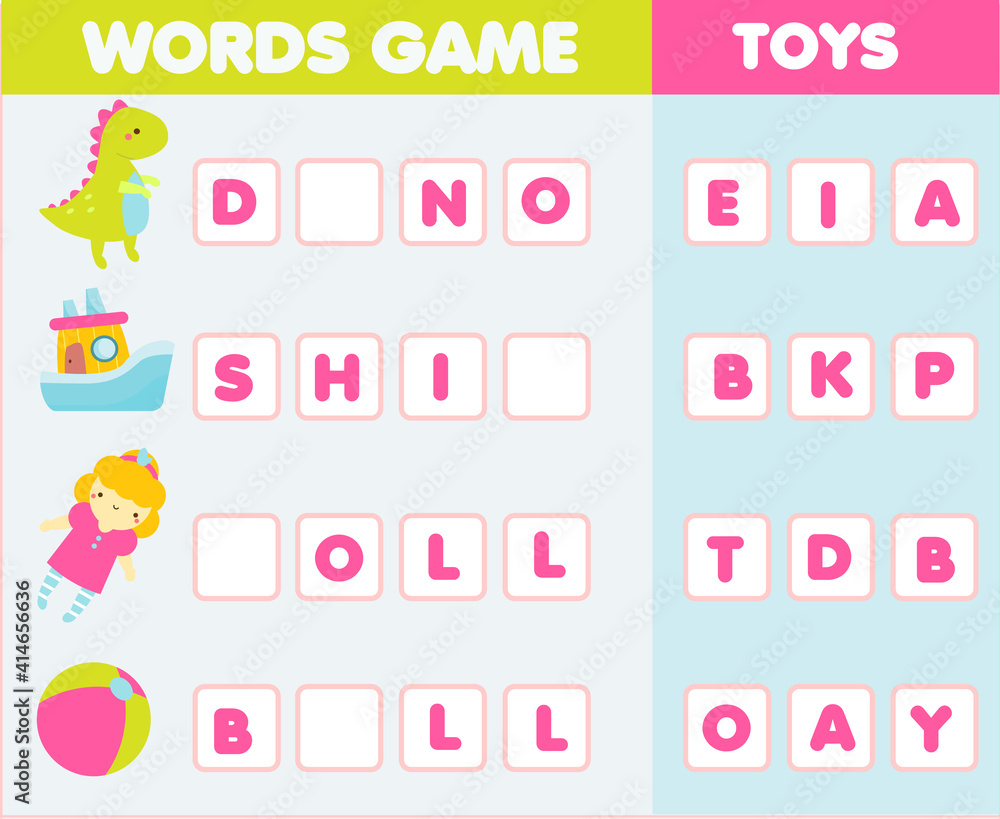Educational game for children. Word puzzle kids activity. learning ...
