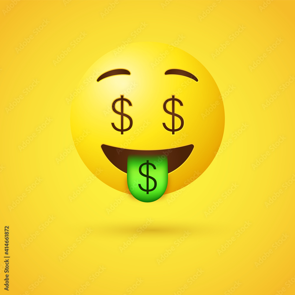 3d money rich emoji with dollars sign eyes and tongue out, Money Mouth ...