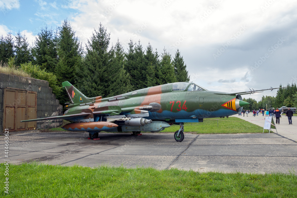 Russian made Sukhoi Su-22 Fitter bomber fighter jet aircraft on base ...