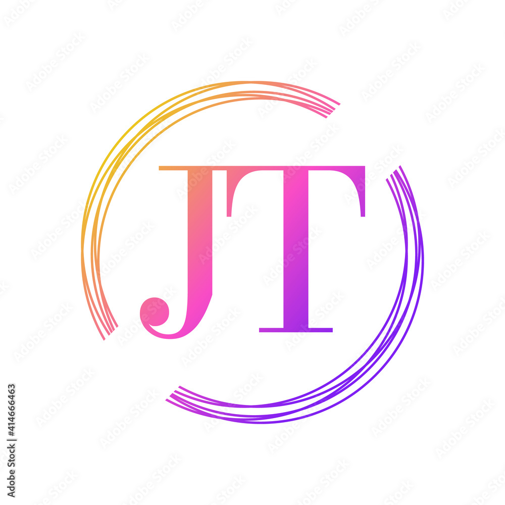 Simple Elegant Initial Letter Type JT Logo Sign Symbol Icon, Logo ...