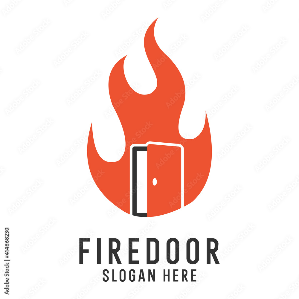 Fire door logo flame icon design inspirations vector Stock Vector ...