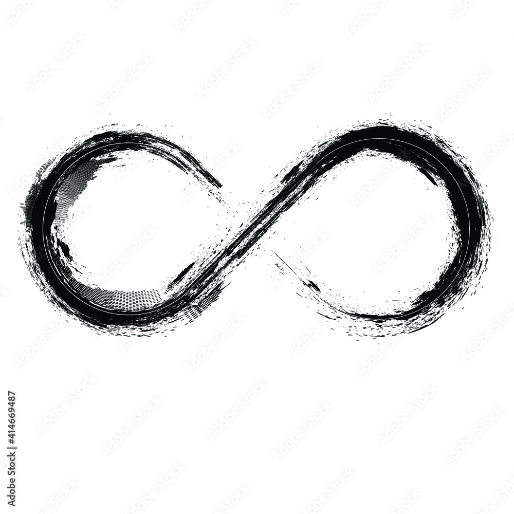 Grunge Infinity Symbol. Distressed Paint Brush, vector design. Stock ...