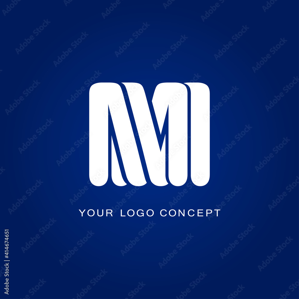 Double "M" logo. The design consists of only one continuous line that ...