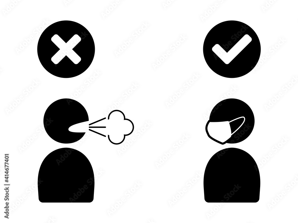 No Face Mask No Entry Sign showing Person Coughing or Sneezing without ...