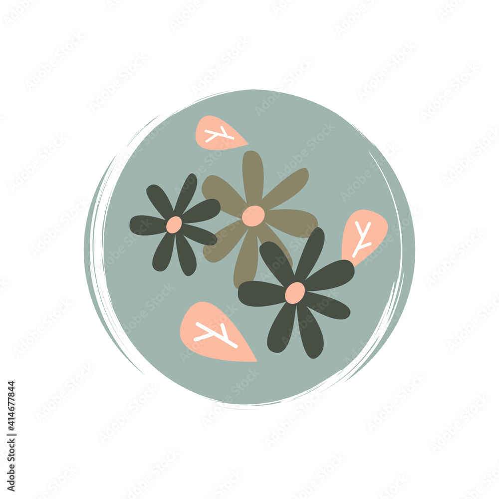 Cute logo or icon vector with daisy flowers in contemporary boho style ...
