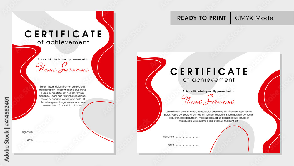 Certificate template in horizontal and vertical format. Abstract ...