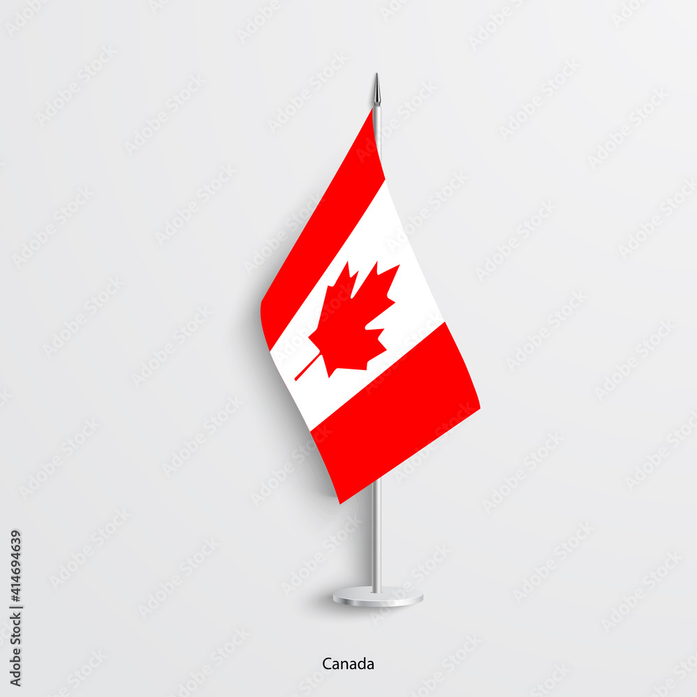 Canada table, desk flag isolated on light grey background. Canadian ...