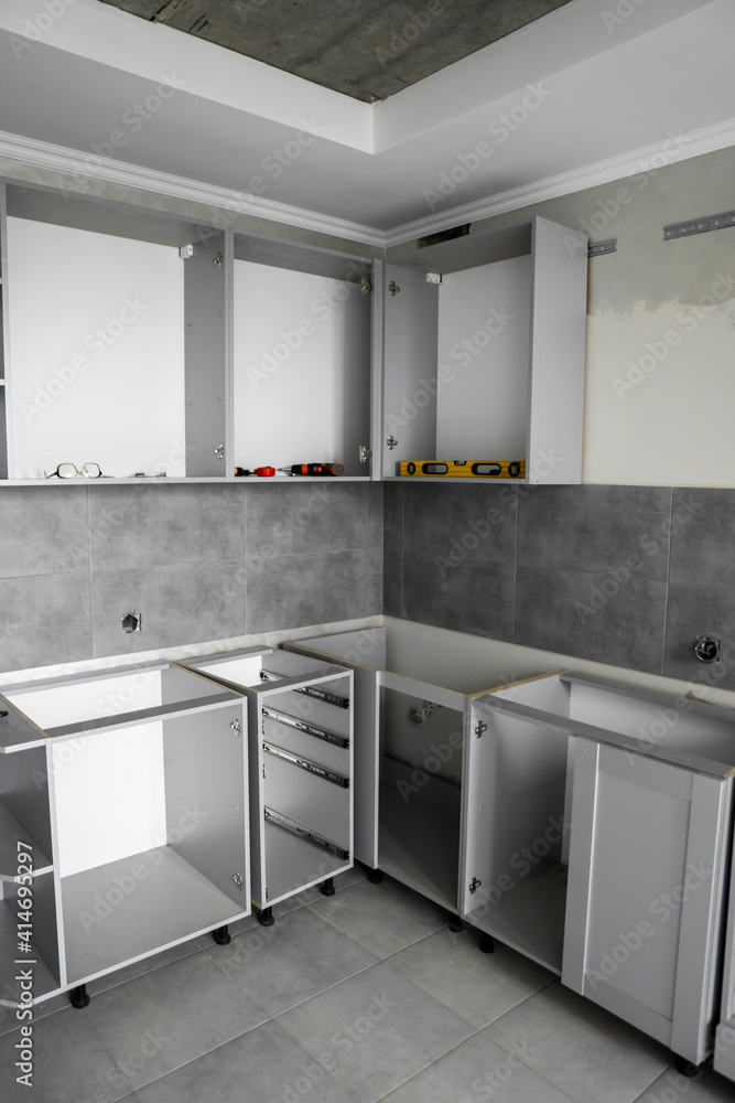 Custom kitchen cabinets installation without a furniture facades mdf ...