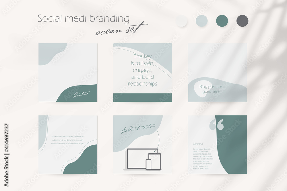 Instagram social media post background in blue color beauty feed Stock ...