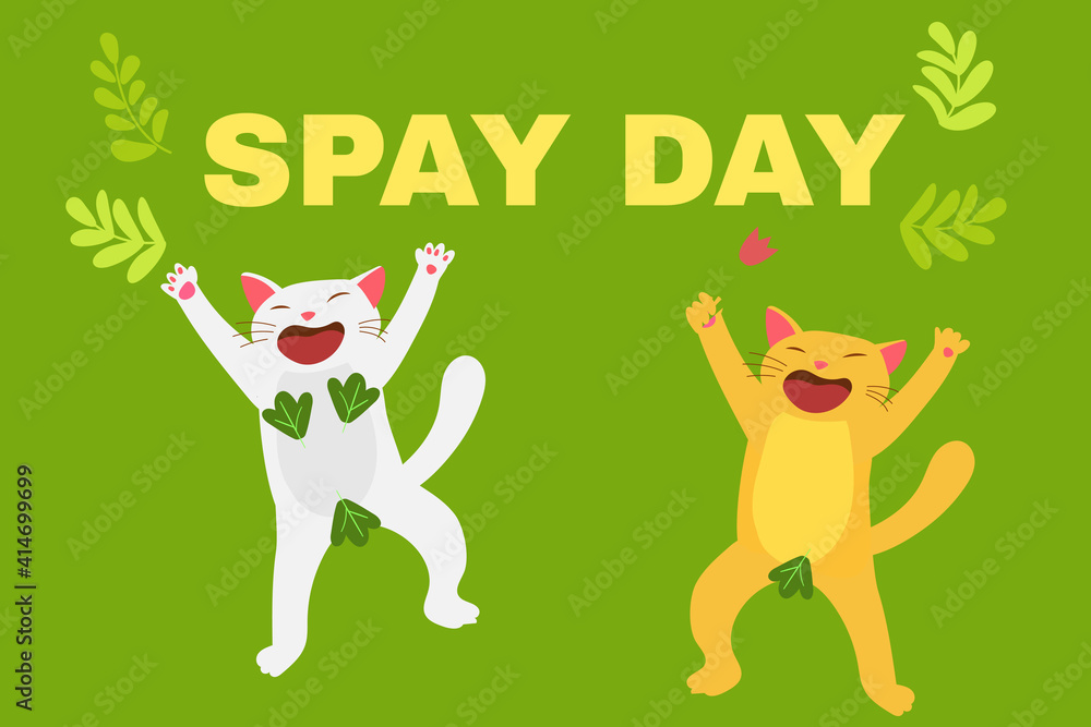 Spay Day illustration. Funny Cats . Cartoon vector drawing. Stock ...