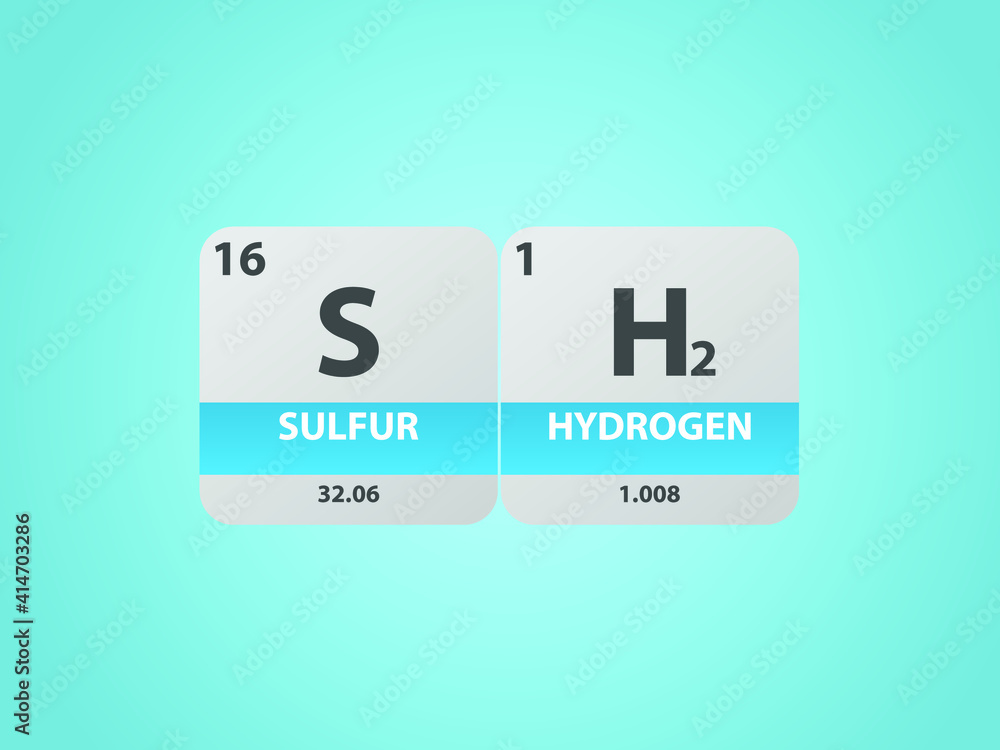 Hydrogen sulfide sh2 molecule. Simple molecular formula consisting of ...