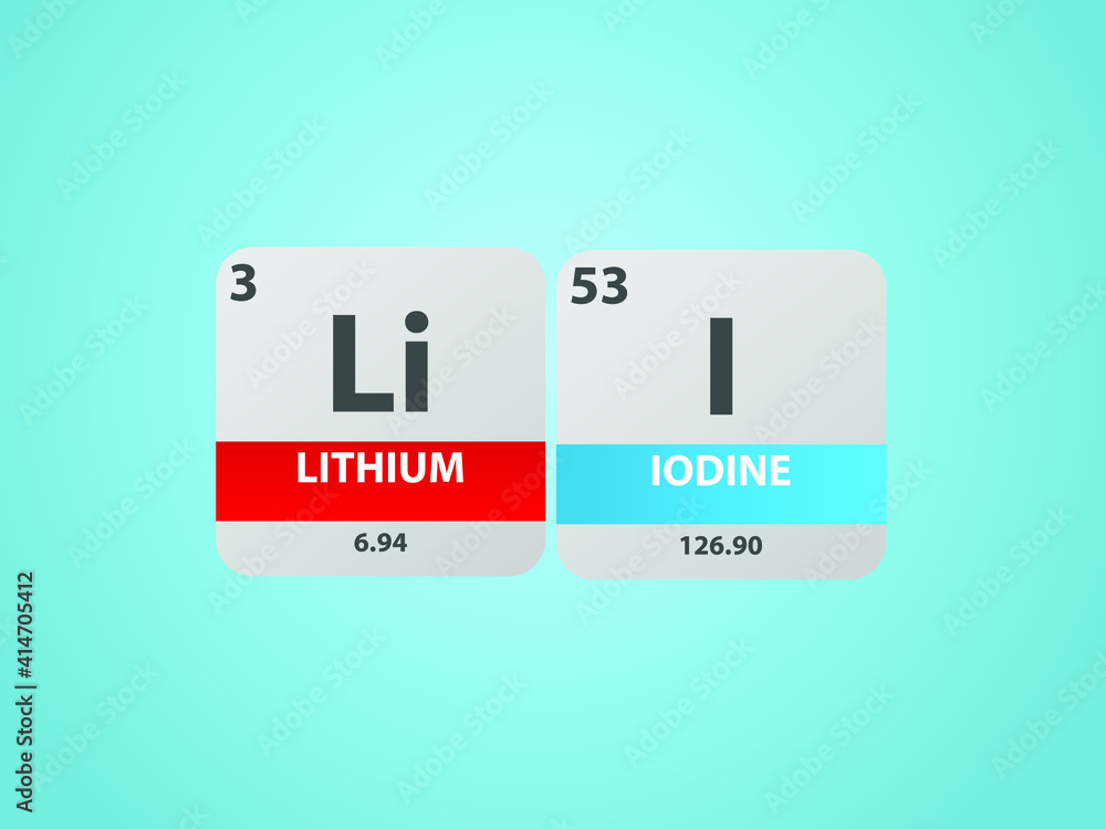 Lithium iodide liI molecule. Simple molecular formula consisting of ...