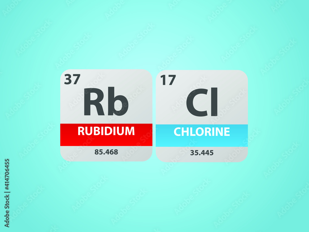 Rubidium Chloride RbCl molecule. Simple molecular formula consisting of ...