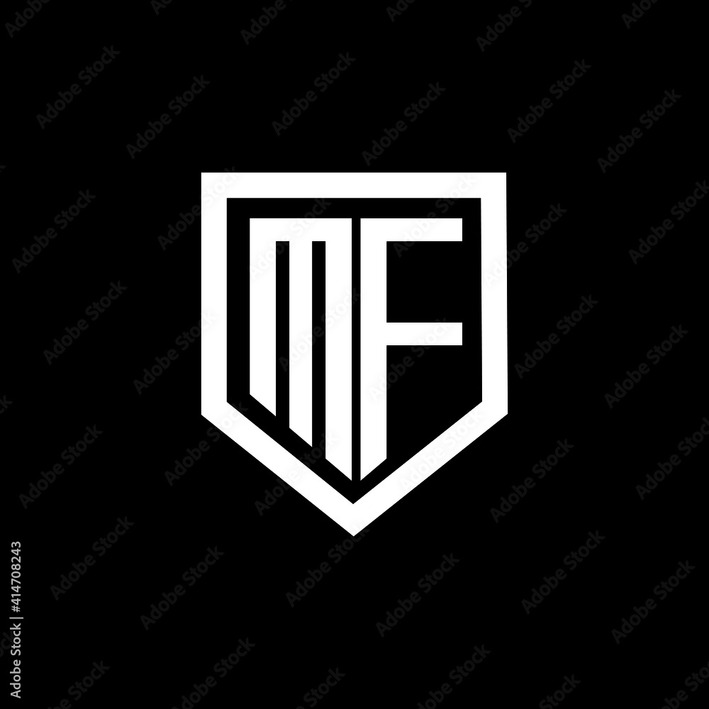 MF letter logo design with black background in illustrator, vector logo ...