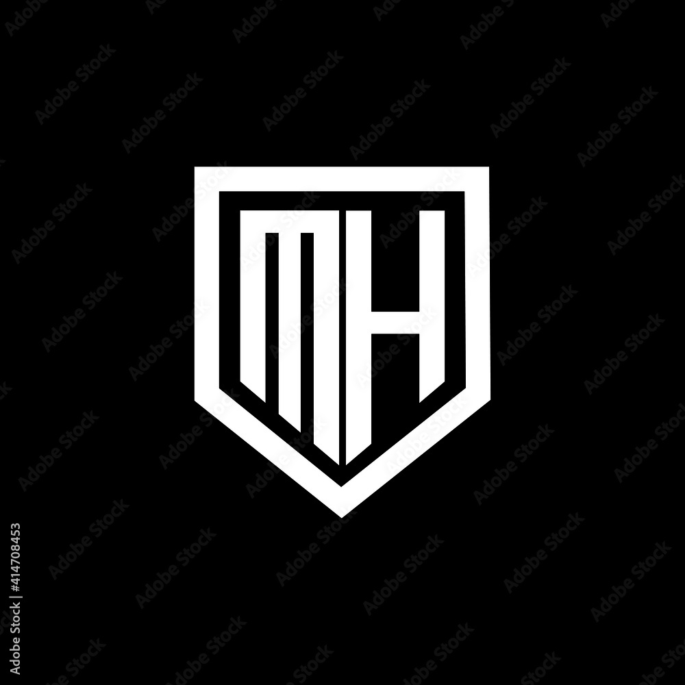 MH letter logo design with black background in illustrator, vector logo ...