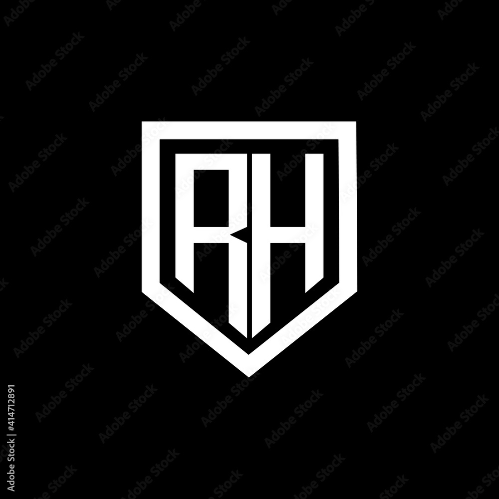RH letter logo design with black background in illustrator, vector logo ...