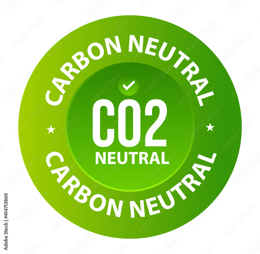 carbon neutral vector icon, co2 neutral symbol isolated on white ...
