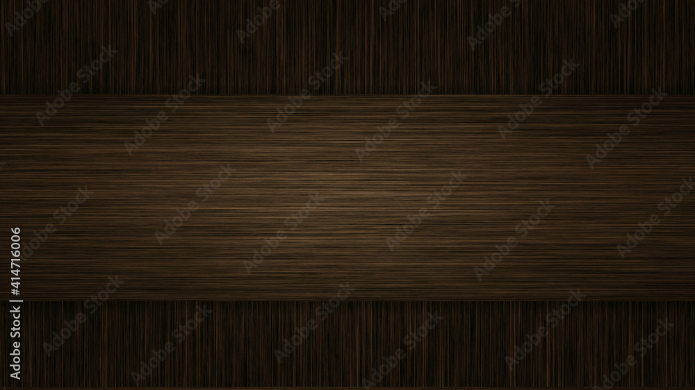 Abstract dark brown wood texture background with a horizontal board in ...