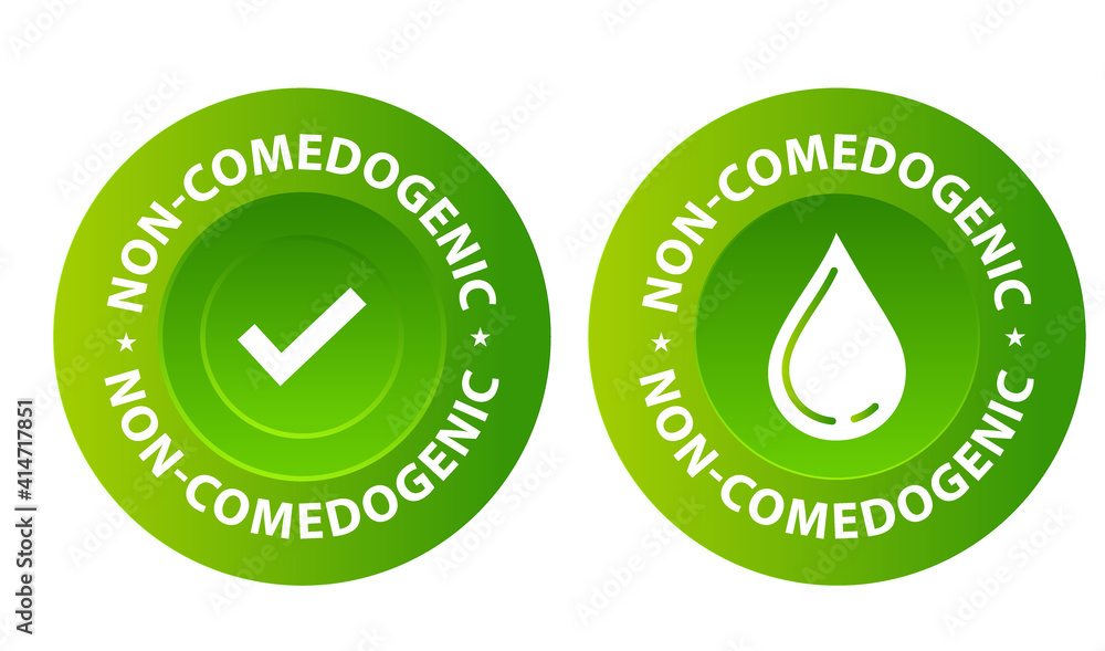 non comedogenic vector logo set. color in black, package label design ...