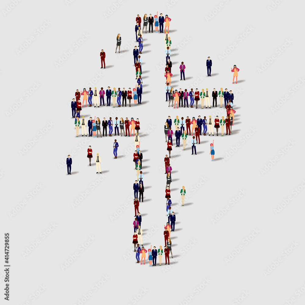 Vector illustration group of people in the cross shape Stock Vector ...