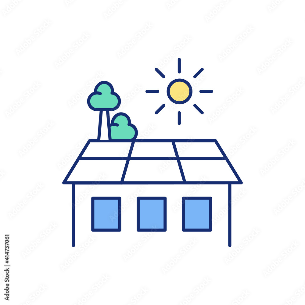 Rooftop place for relaxation RGB color icon. Rooftop garden development ...