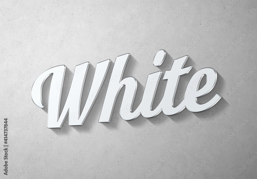 White Text Effect with Metal 3D Style Mockup Stock Template | Adobe Stock