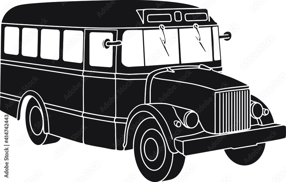 GZA 651 1949 Soviet Union retro bus vector silhouette illustration ...