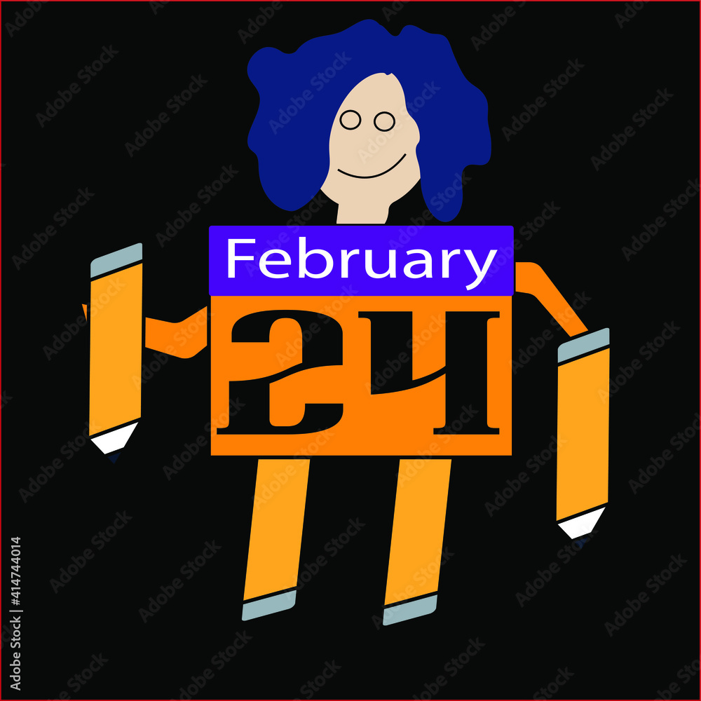 24 February calendar month. vector text Calendar on workplace ...