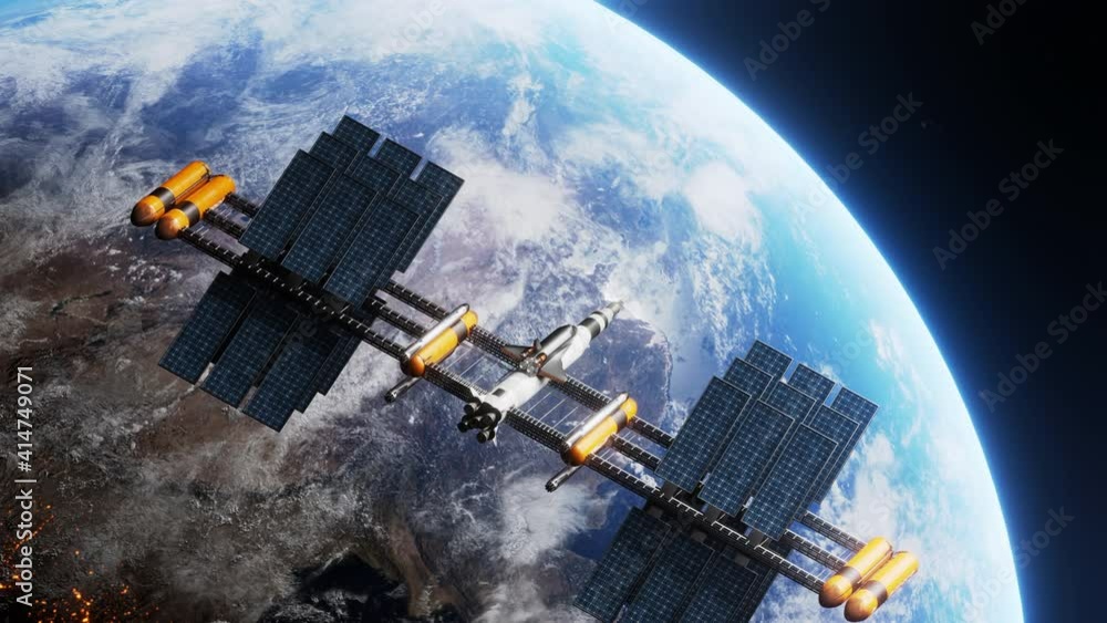Space shuttle and space station orbiting realistic earth monitoring ...