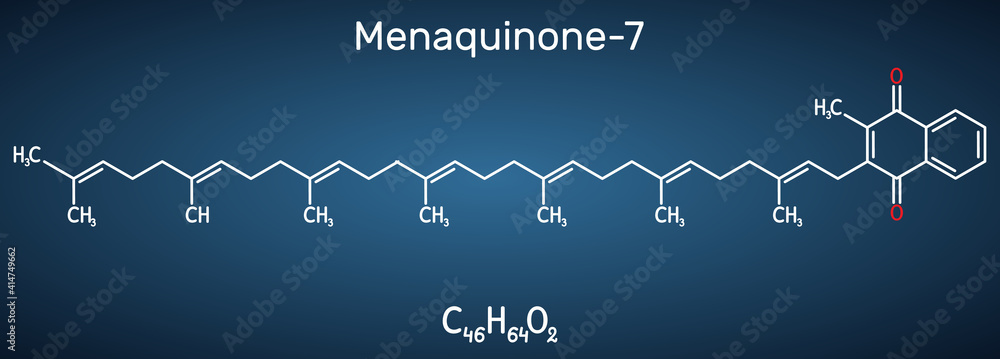 Menachinon-7, MK-7 molecule. It is vitamin K2, menaquinone. Structural ...
