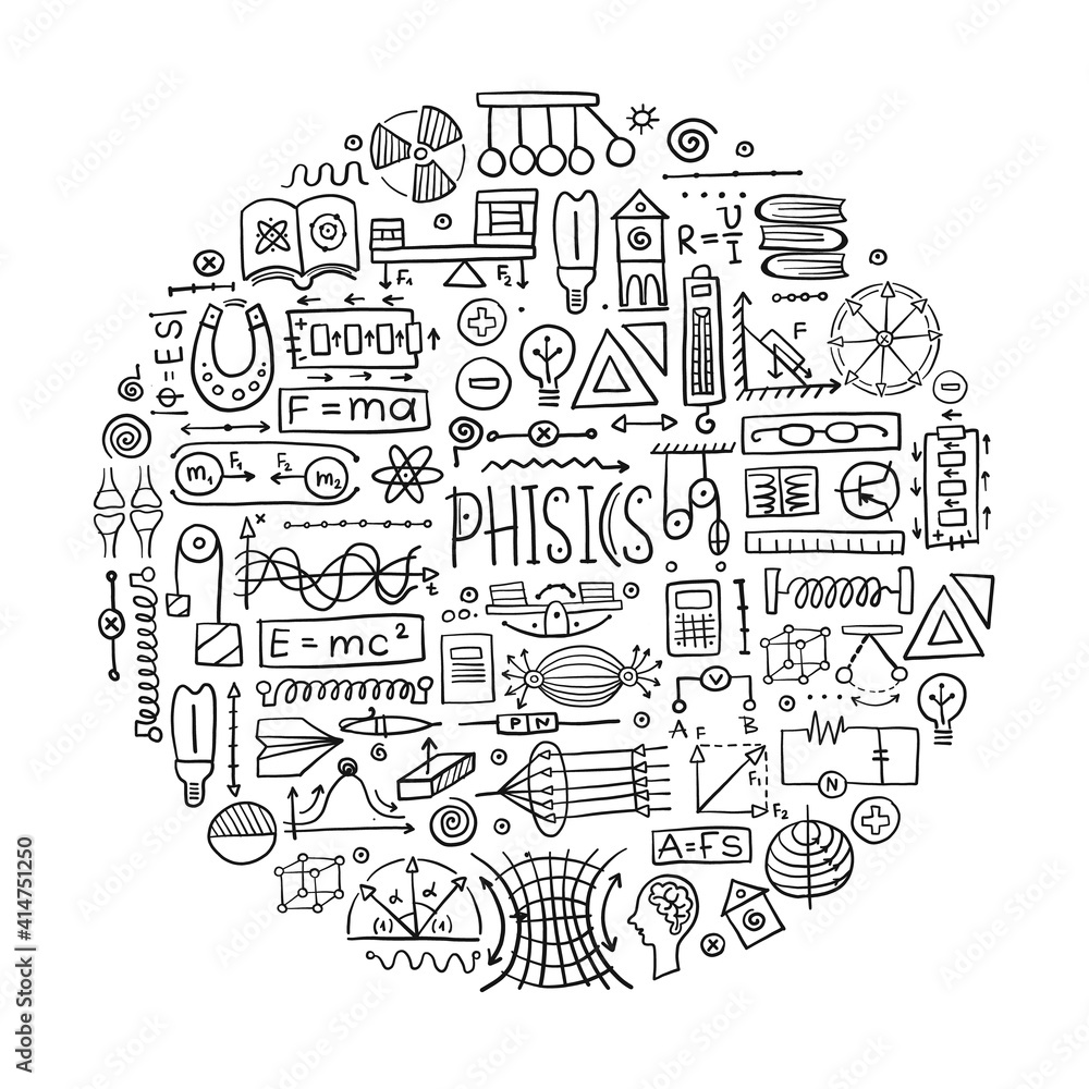 Physics icons, sign and symbols. Art Background for your design Stock ...