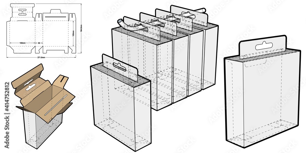 Box with Shelf Hanger Hole and Die-cut Pattern. The .eps file is full ...