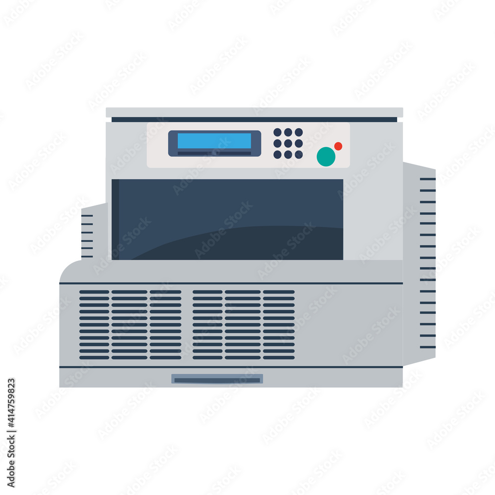Office printer technology vector illustration. Computer printer paper ...