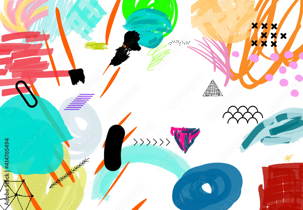 Set of Artistic Hand Drawn Scribbles in Marker and Ink Stock Template ...