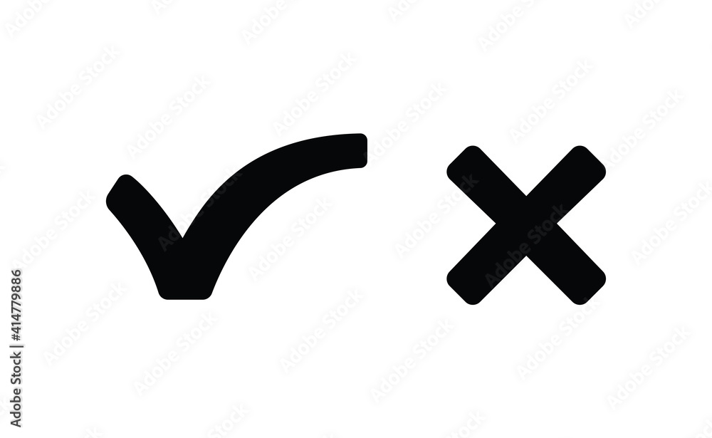 Check mark icons. Green tick and red x. Symbols of approval. Stock ...