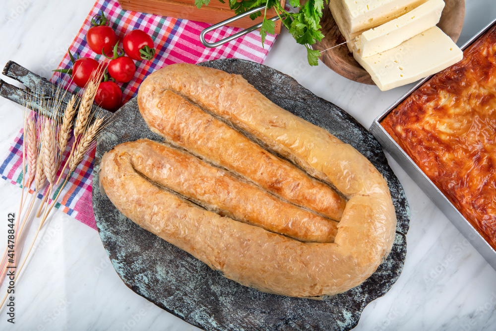 Turkish style meat stuffed filo dough borek served kol boregi. Cheese ...