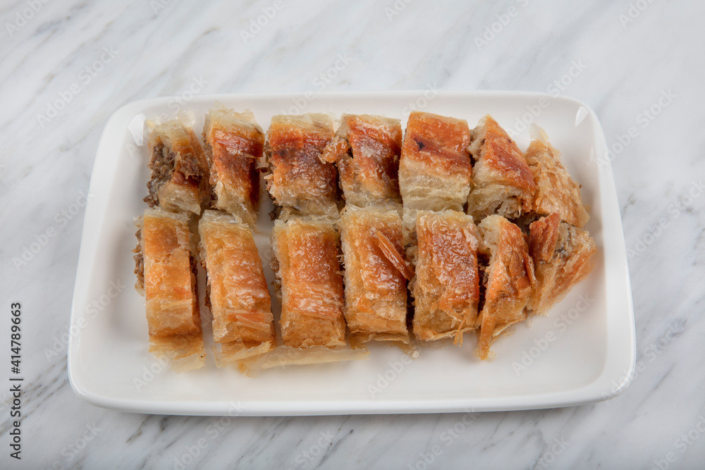 Turkish style meat stuffed filo dough borek served kol boregi. Cheese ...