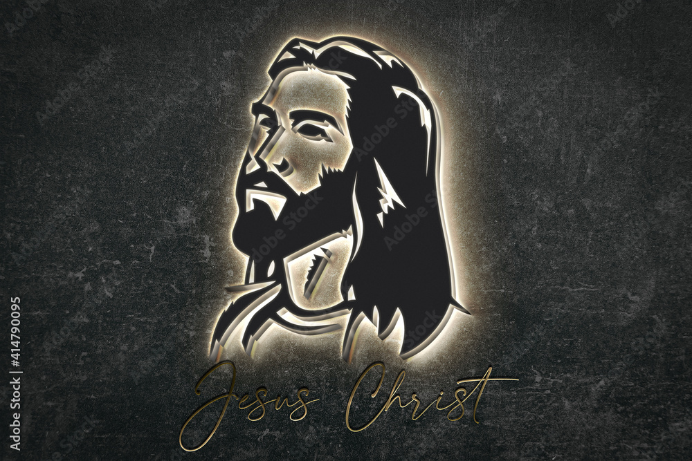 Jesus Christ - Glowing Wall Signage PSD Stock Photo | Adobe Stock