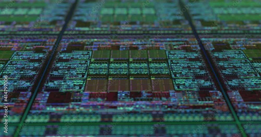 Technology Background CPU Circuit on large wafer. Advanced Technology ...