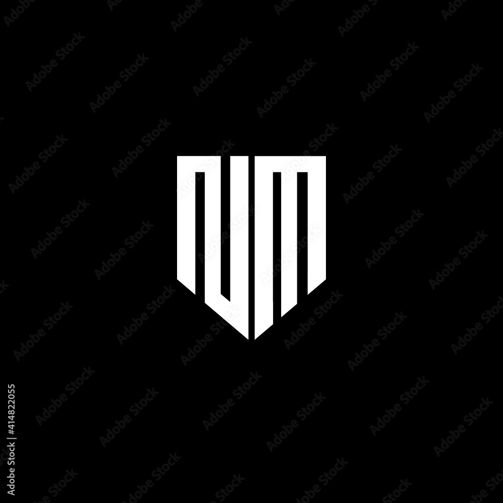 Vecteur Stock NM letter logo design with black background in ...