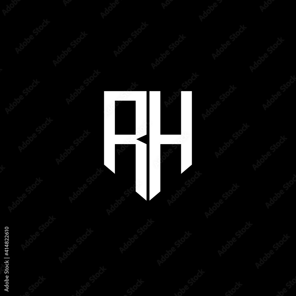 RH letter logo design with black background in illustrator, vector logo ...