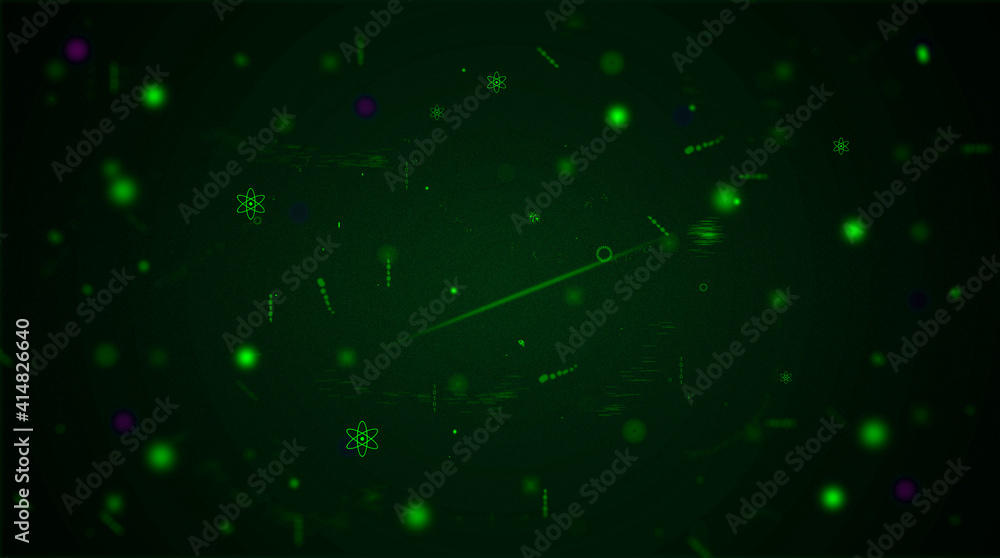 Stockillustratie science green abstract with shining green dust ...